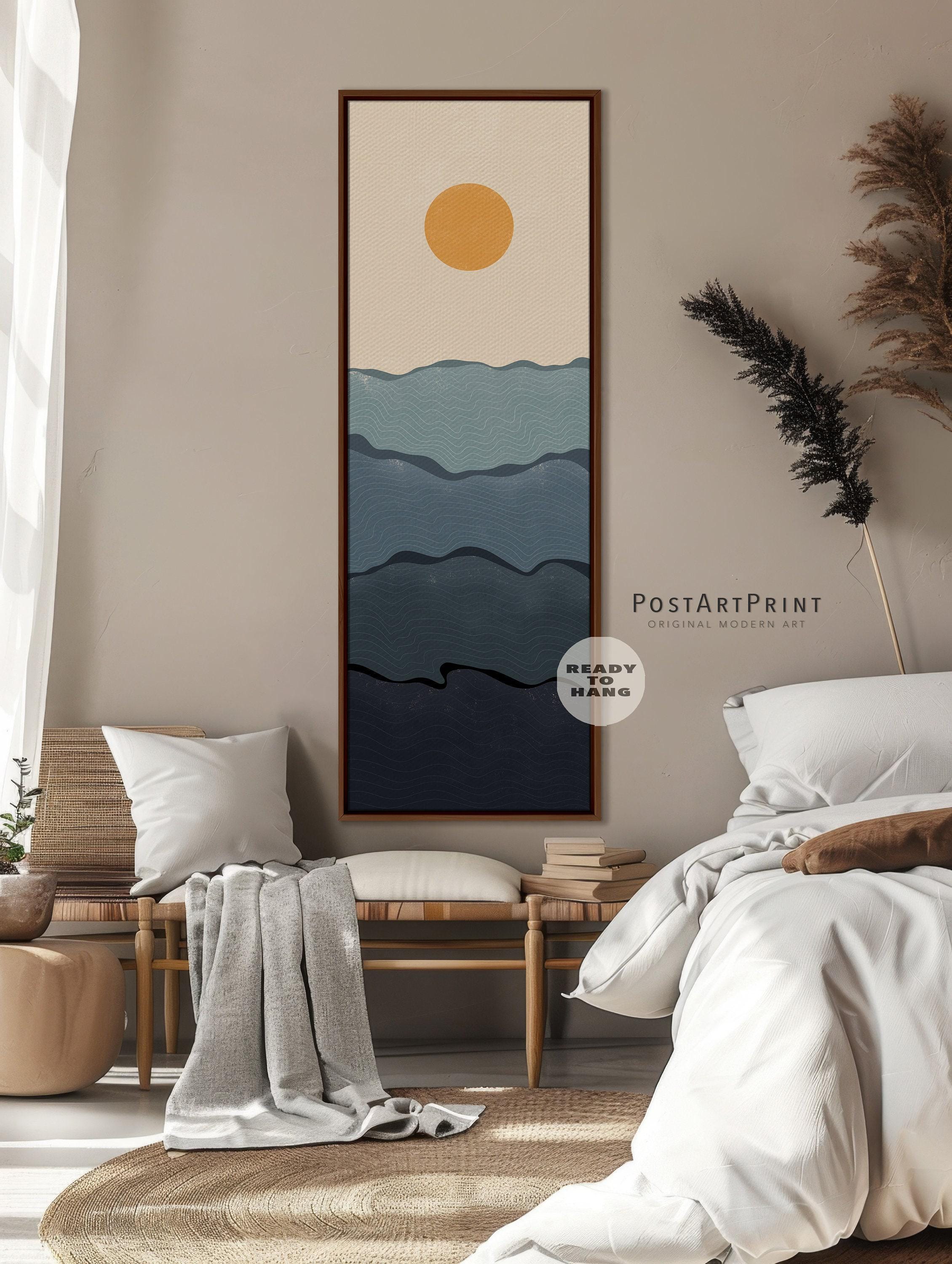 Long Horizontal Landscape Art: Boho Sea & Sun Wide Framed Canvas - Etsy