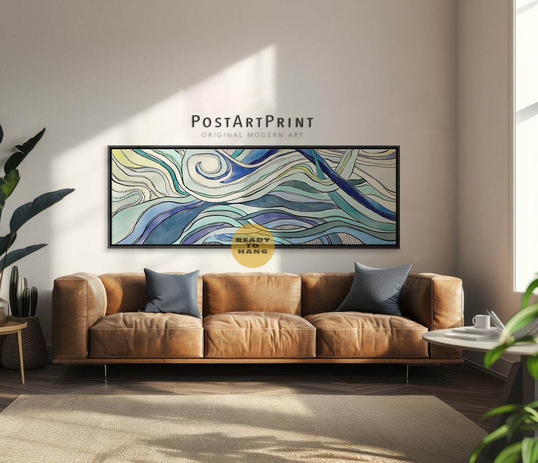 Horizontal Wall Art, Large Framed Canvas, Wide Art Print, Above Bed ...