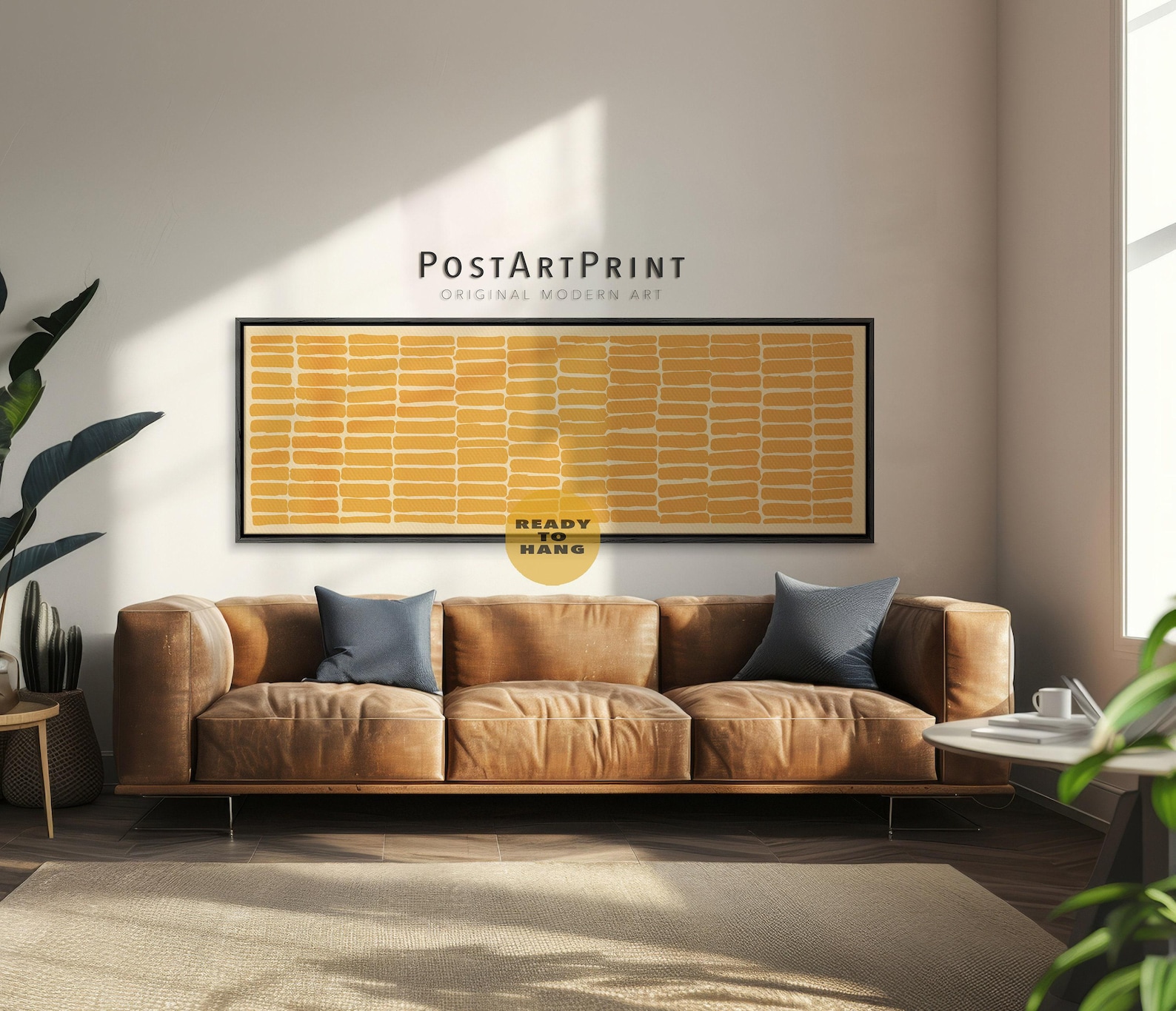 Mid Century Modern Framed Poster: Horizontal Yellow Color Blocks Retro ...