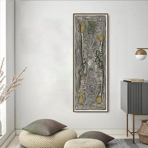 Aboriginal Panoramic Art, Long Horizontal Wall Art, Black and Green ...