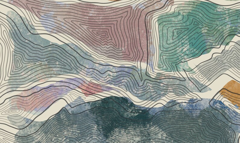 Abstract Horizontal Wall Art Panoramic Colorful Painting Long - Etsy