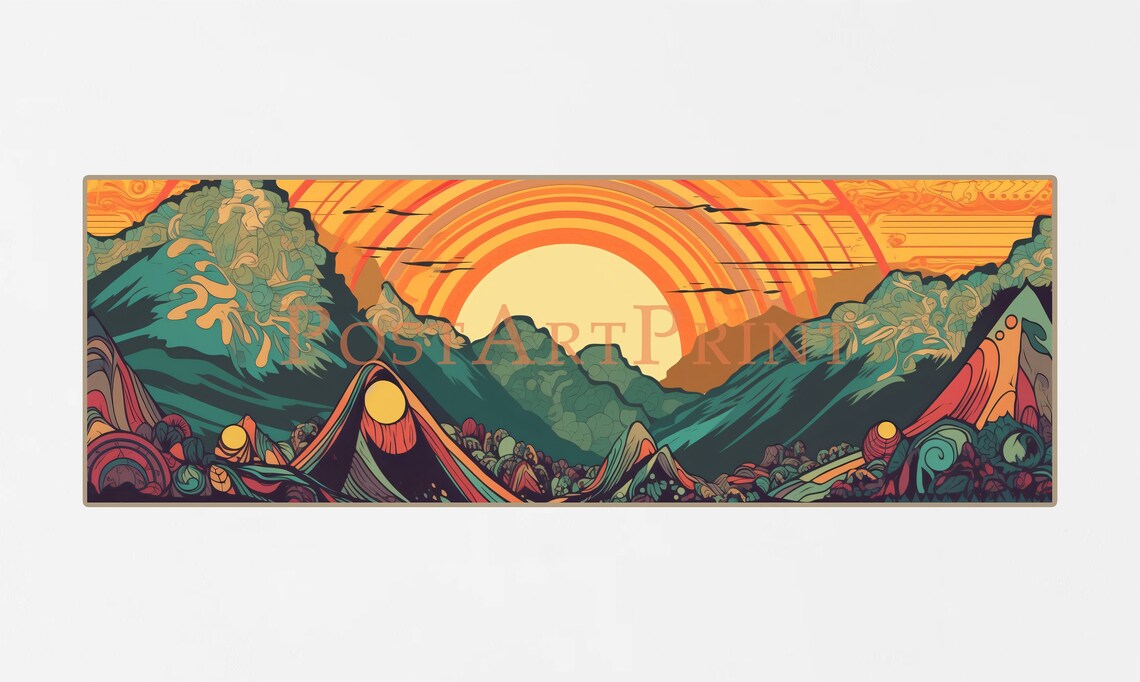 Long Horizontal Retro Psychedelic Art 1970's Poster - Etsy