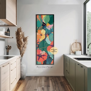 Long Narrow Art, Wide Art Print, Long Vertical, Minimalist Floral Wall ...