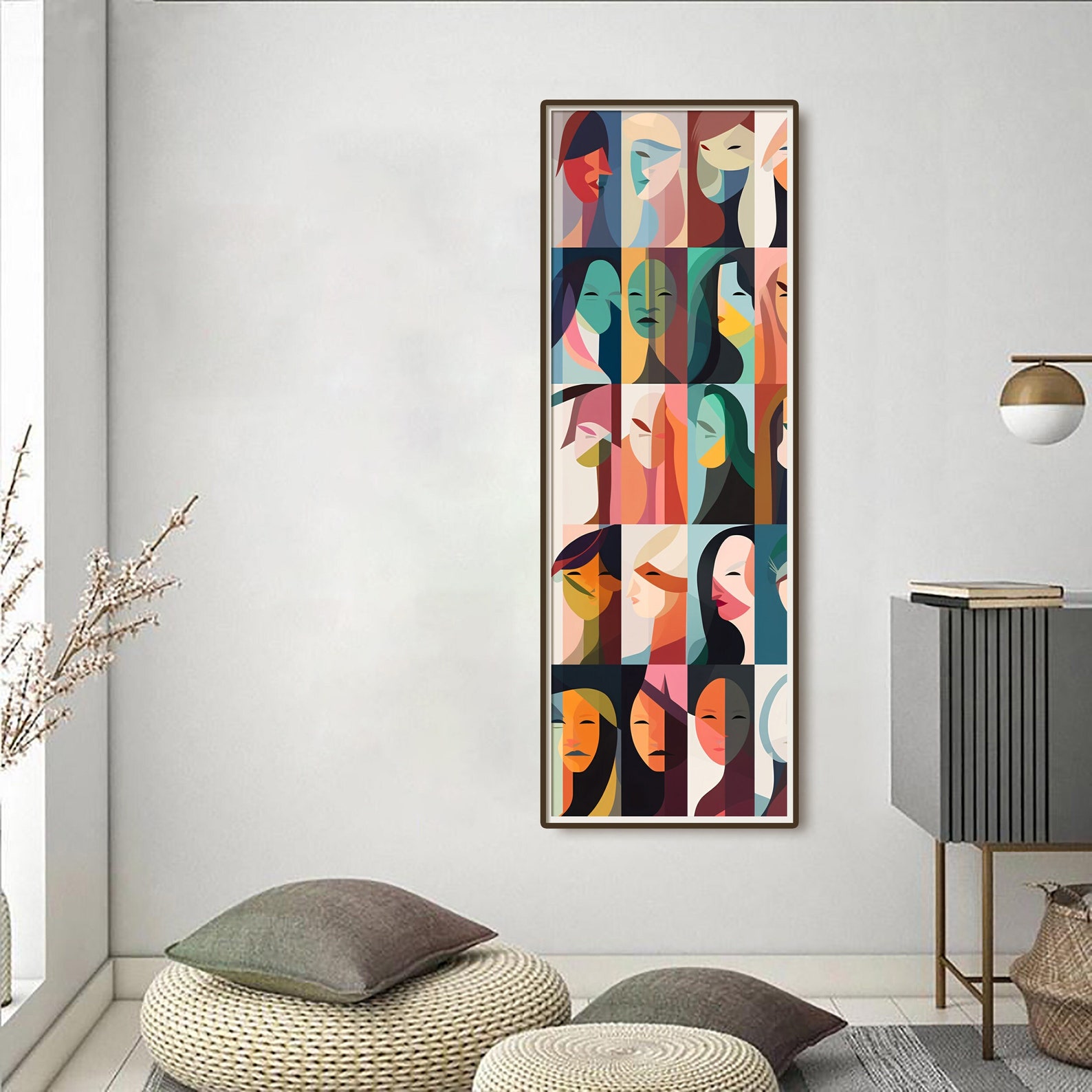 Abstract People Art, Minimalist Fashion Wall Art, Vertical Painting ...