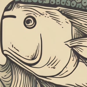 Fish Art Print, Long Narrow Decor, Shoal of Fhish, Nautical Poster ...