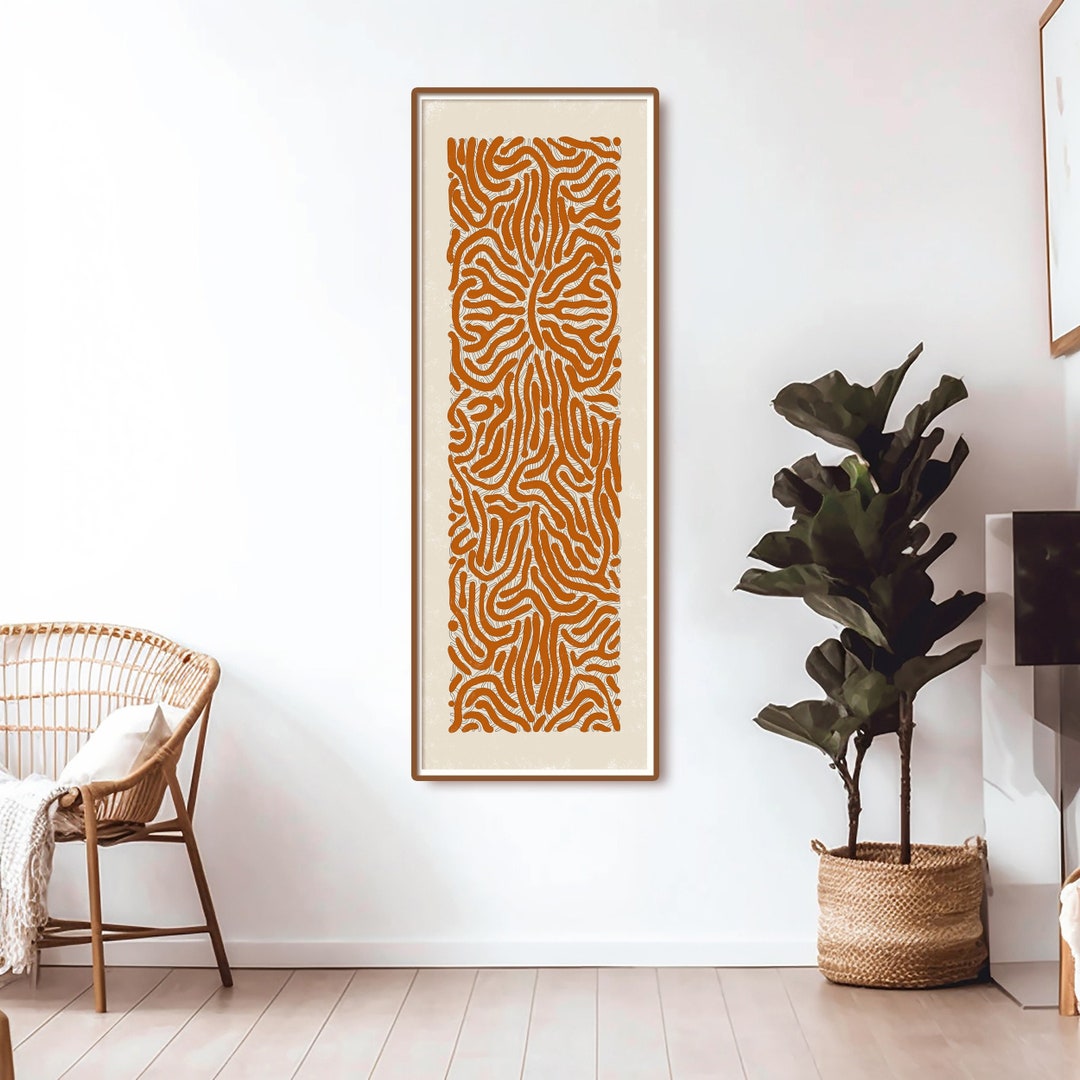 Abstract Long Horizontal Terracotta Wall Art, Long Narrow Poster, Mid ...
