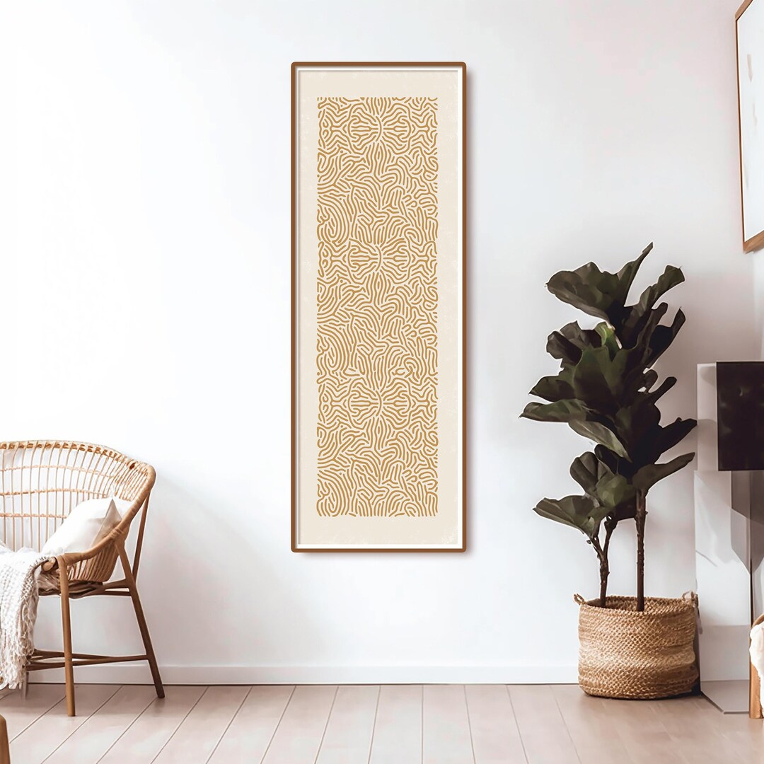 Abstract Long Horizontal Mustard Yellow Wall Art, Long Narrow Poster ...