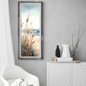Coastal Wall Art, Beach Grass Painting, Long Vertical Seaside Landscape ...