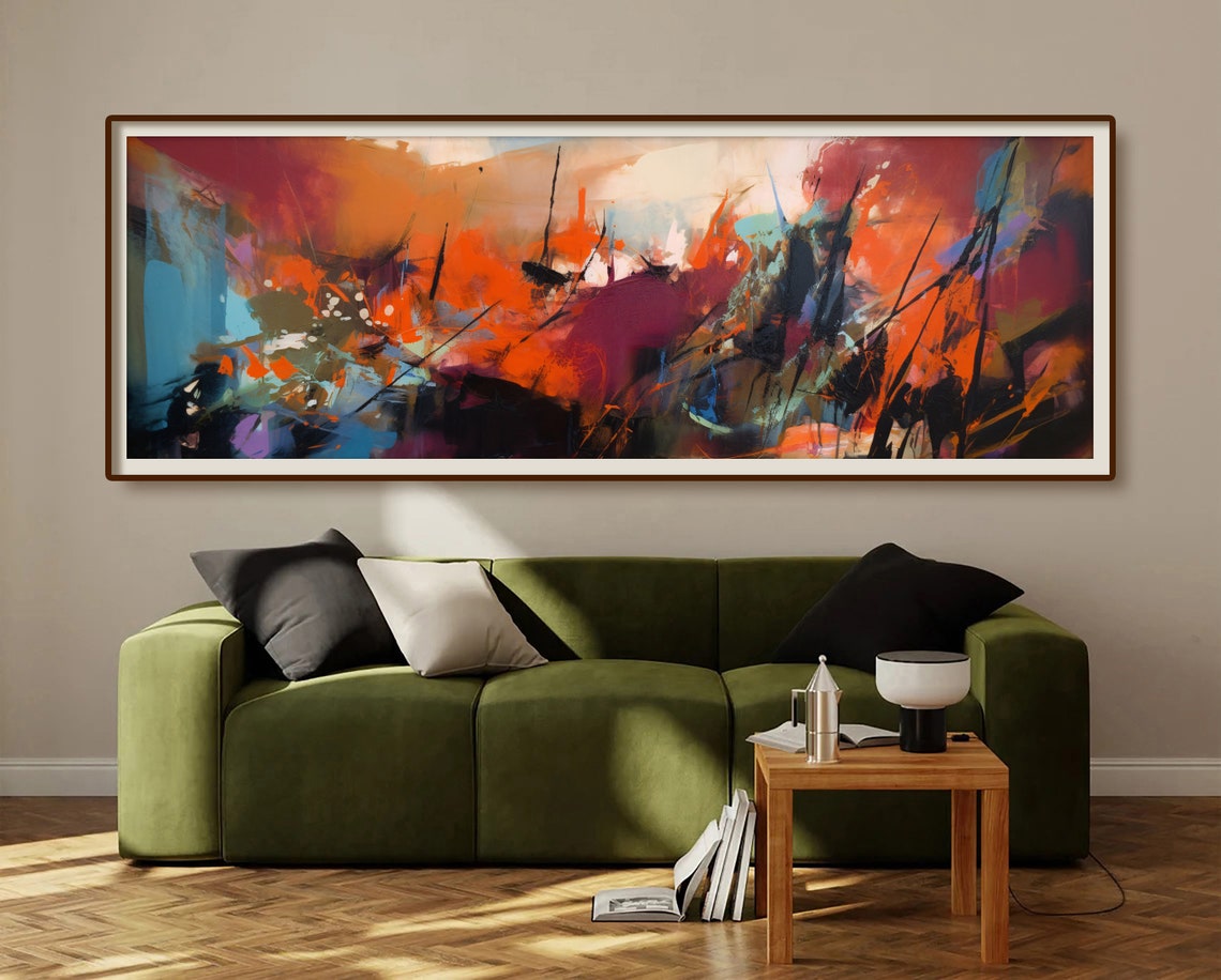Abstract Long Horizontal Wall Art Expressionist Colorful Art - Etsy