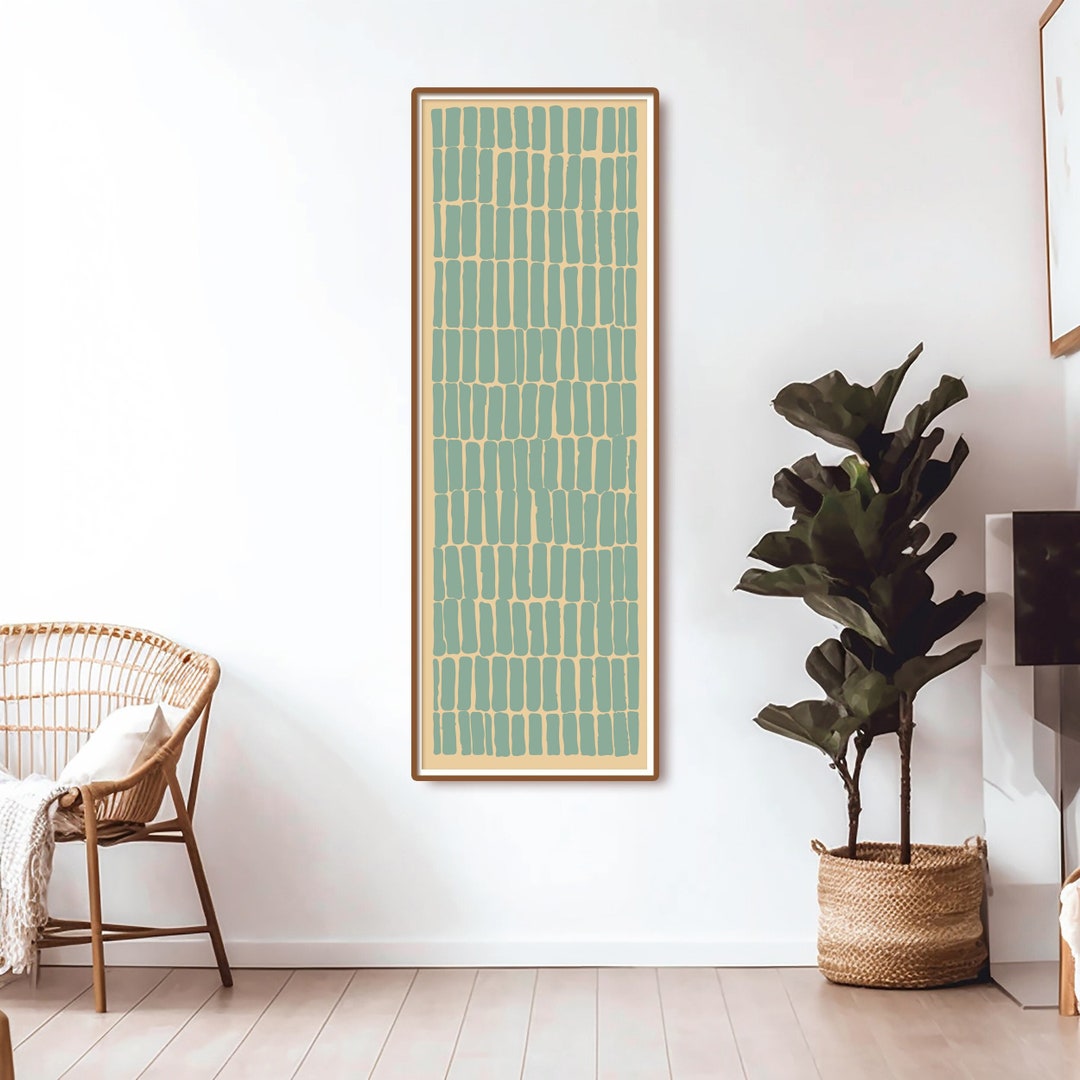 Abstract Long Horizontal Wall Art, Retro Blue Poster, Panoramic Long ...