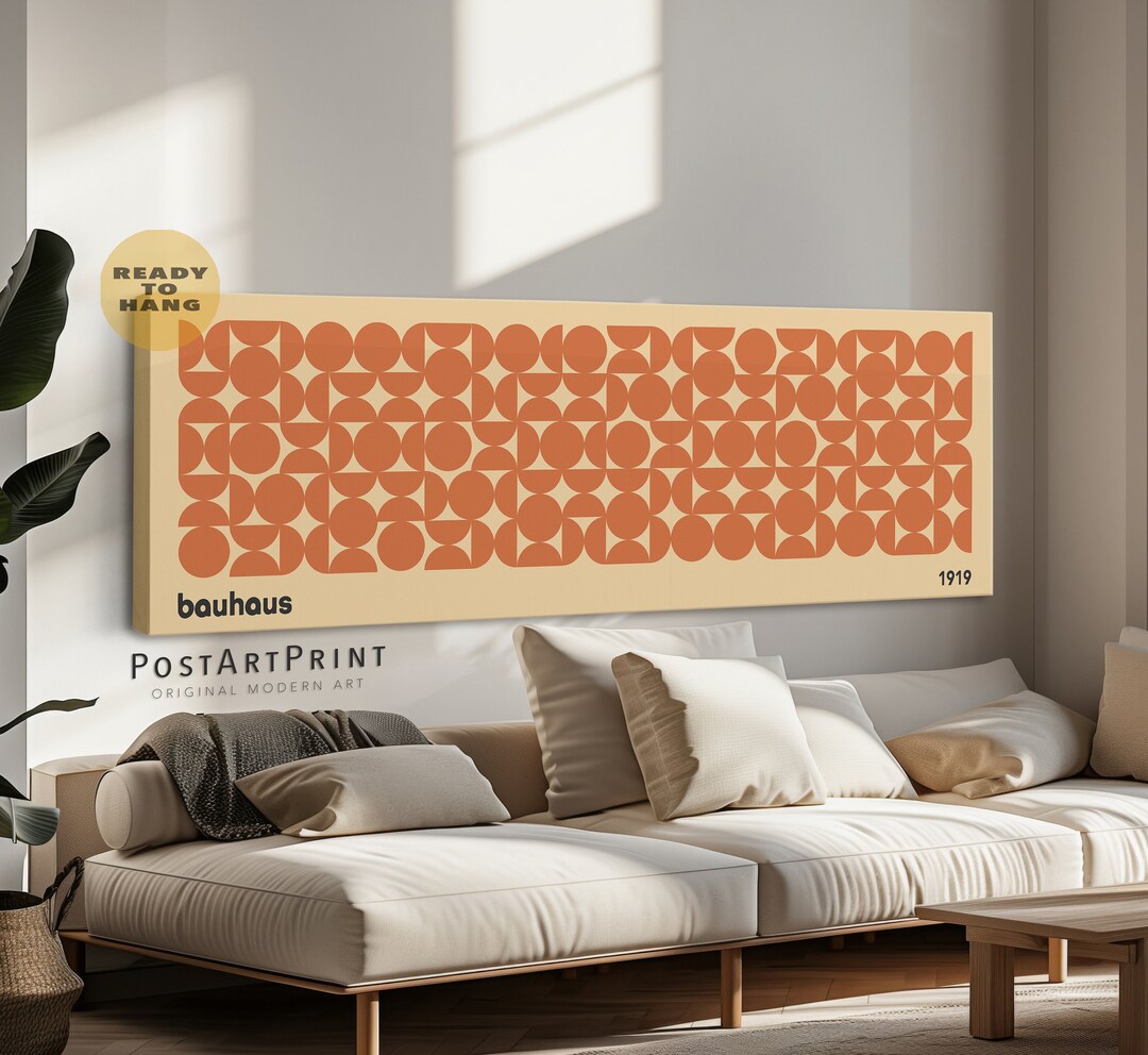 Framed Bauhaus Poster, Horizontal Wall Art, Retro Colors Bauhaus Art ...