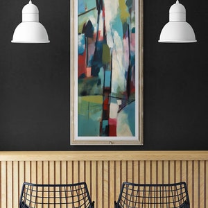 Panoramic Horizontal Wall Art, Abstract Colorful Oil Painting, Long ...