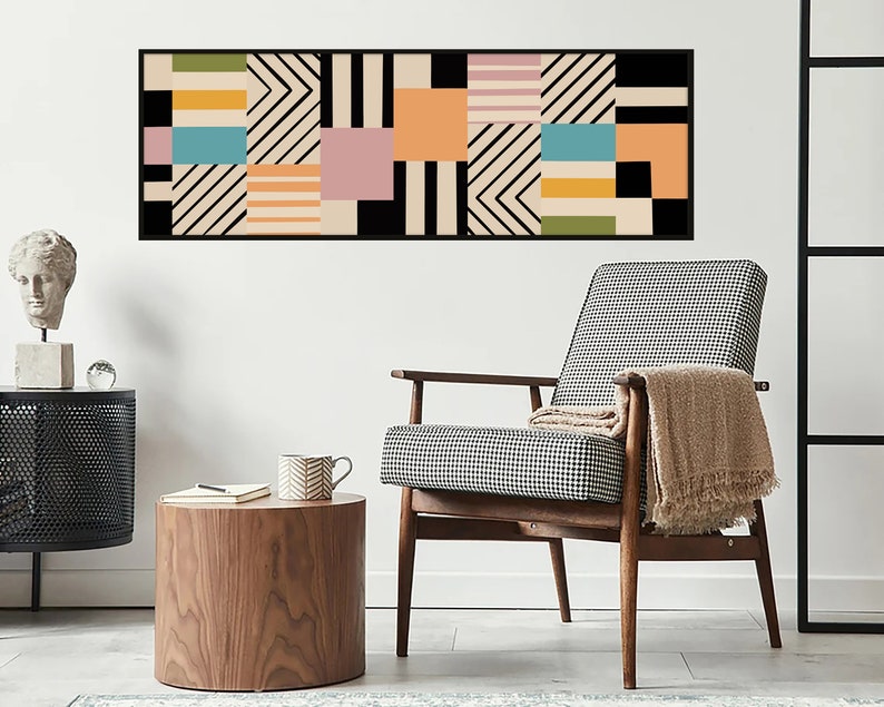 Geometric Long Horizontal Wall Art Long Narrow Poster Wide - Etsy