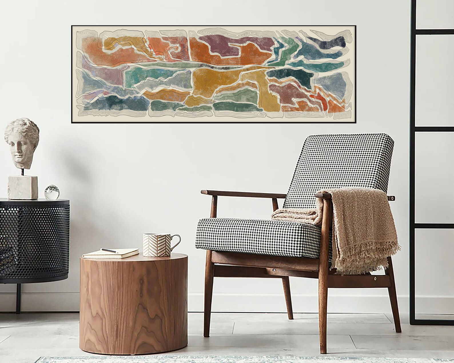 Abstract Horizontal Wall Art Panoramic Colorful Painting Long Narrow ...