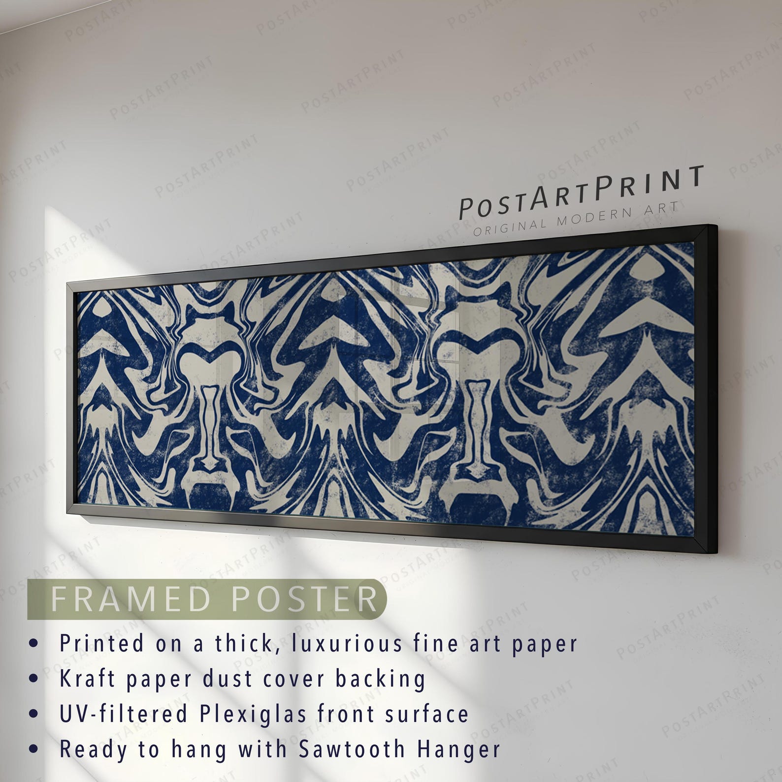 Blue Abstract Horizontal Canvas Art: Long Panoramic Print - Etsy