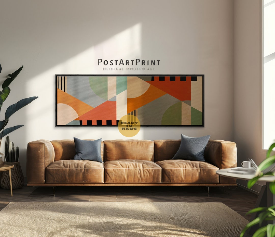 Horizontal Wall Art, Large Framed Canvas, Geometric Framed Poster, Wide ...