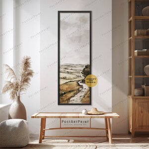Long Narrow Landscape, Framed Countryside Wall Art, Vintage Art, Long ...