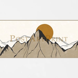 Minimalist Mountain Long Horizontal Line Mountain Art Boho - Etsy