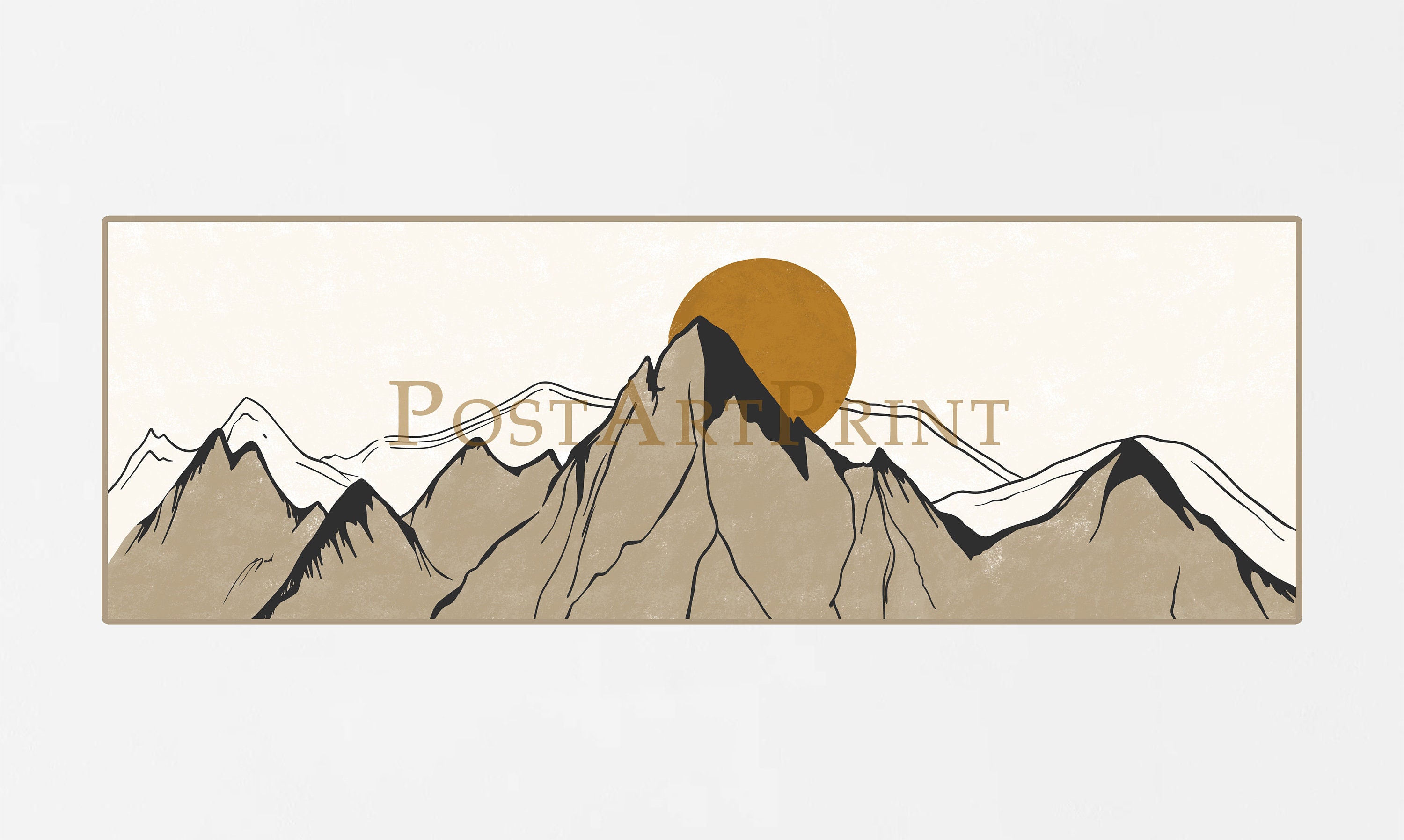 Minimalist Mountain Long Horizontal Line Mountain Art Boho - Etsy