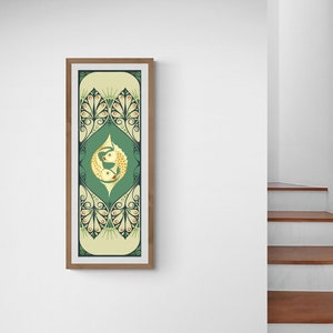 Vintage Koi Fish Art, Long Narrow Wall Art, Art Nouveau Print, Retro ...