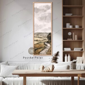 Long Narrow Landscape, Framed Countryside Wall Art, Vintage Art, Long ...