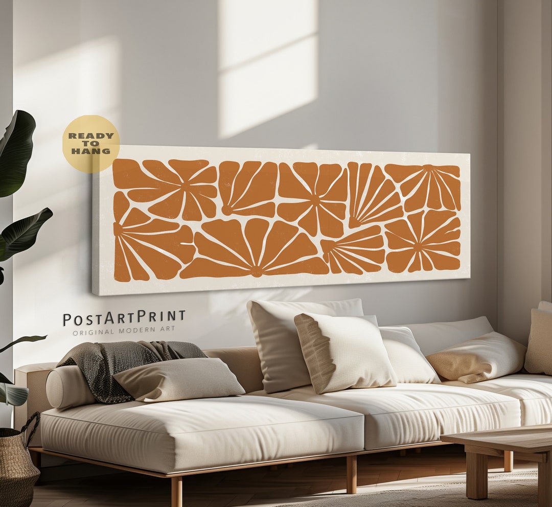 Long Horizontal Art, Horizontal Framed Canvas, Oversized Terracotta ...