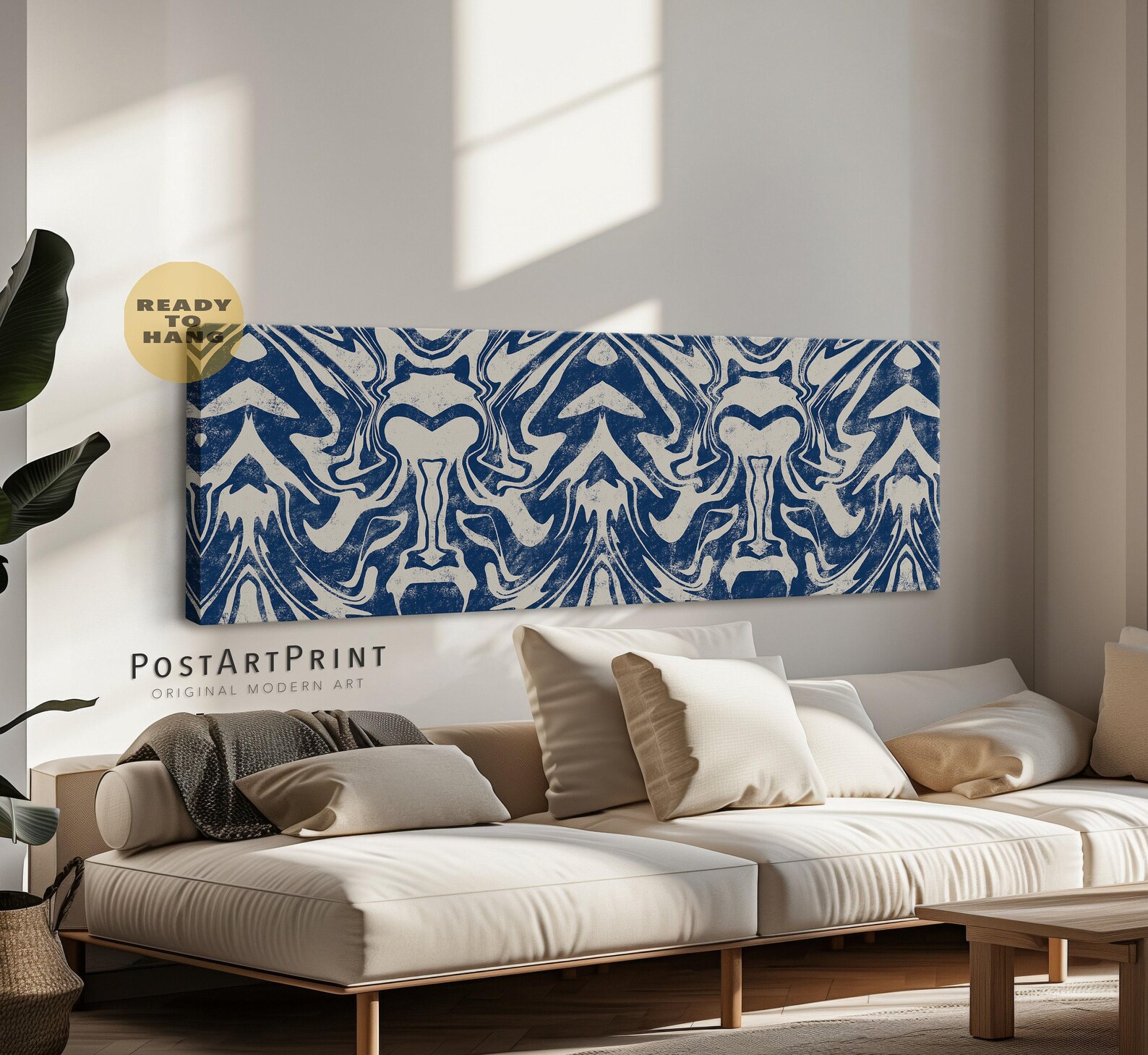 Blue Abstract Horizontal Canvas Art: Long Panoramic Print - Etsy