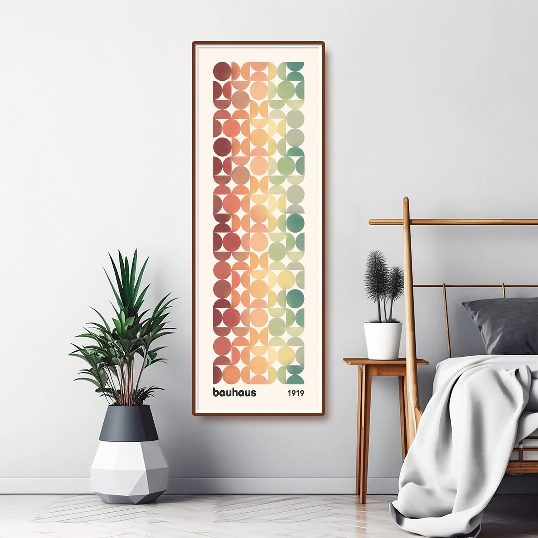 Bauhaus Print, Abstract Long Horizontal Vertical Wall Art, Colorful ...