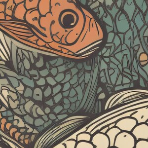 Fish Art Print, Long Narrow Decor, Shoal of Fhish, Nautical Poster ...