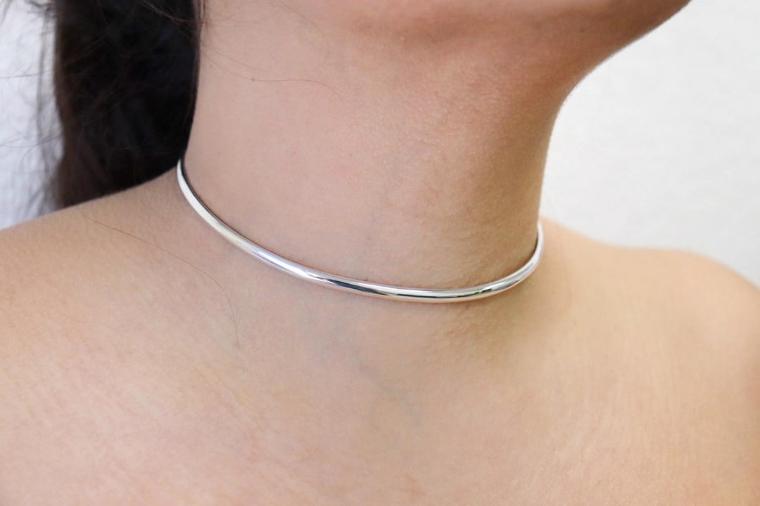Discreet Silver Slave Day Collar 6 Gauge Half Round 4.2mm Custom Fit ...