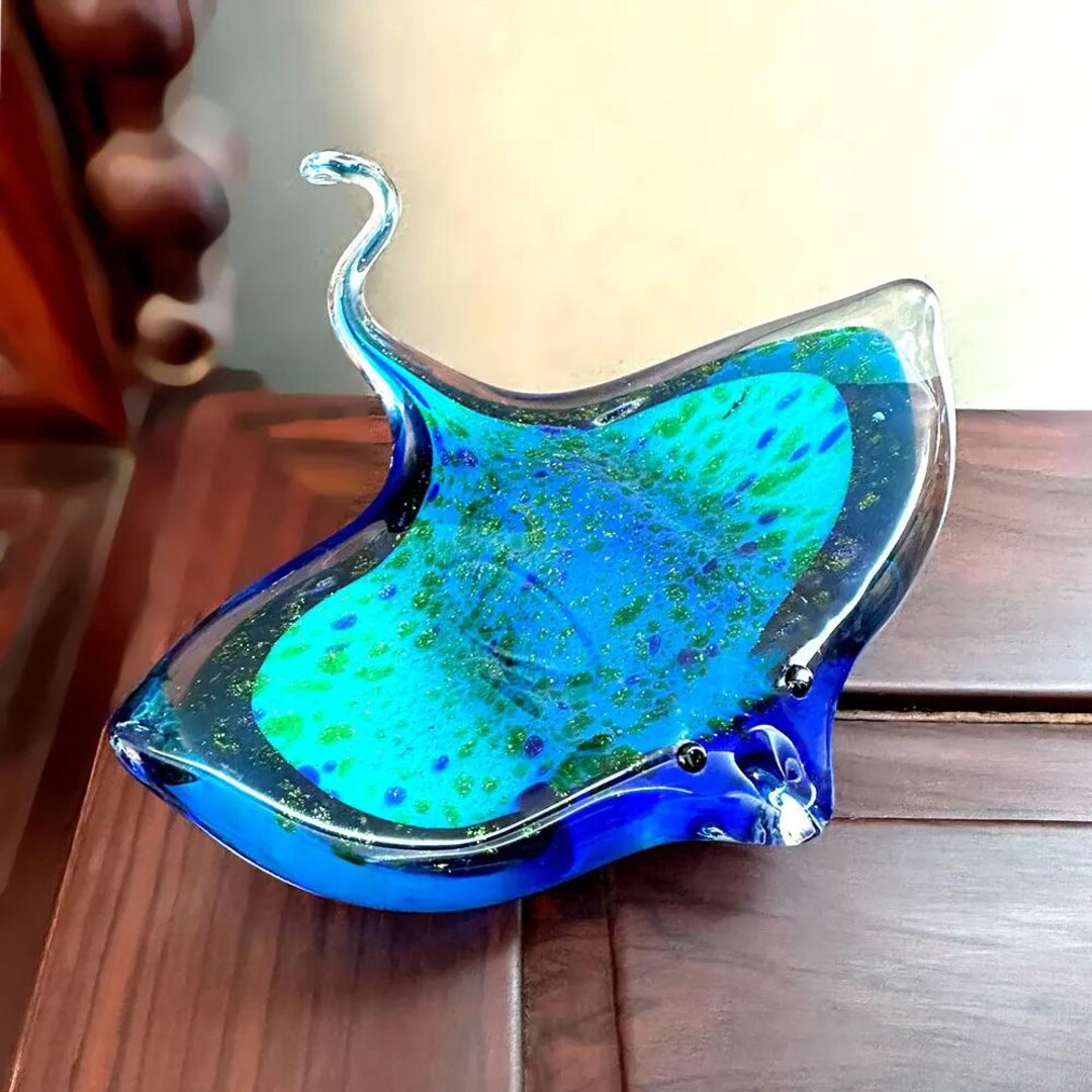 Handmade Glass Blown Stingray Figurine Exquisite Marine Animal ...