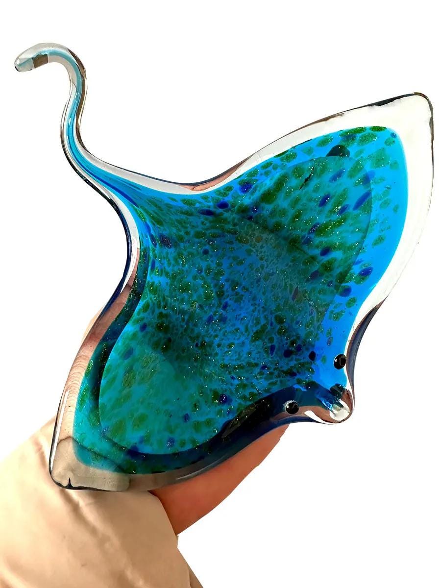 Handmade Glass Blown Stingray Figurine Exquisite Marine Animal ...