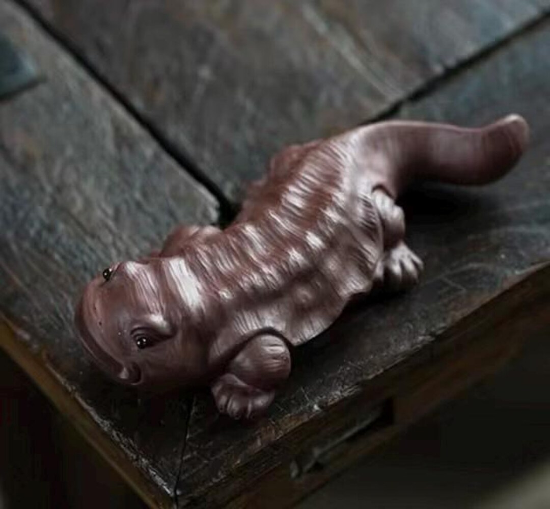 Chinese Sculpture Purple Clay Tea Pet Creative Salamander Statue ...