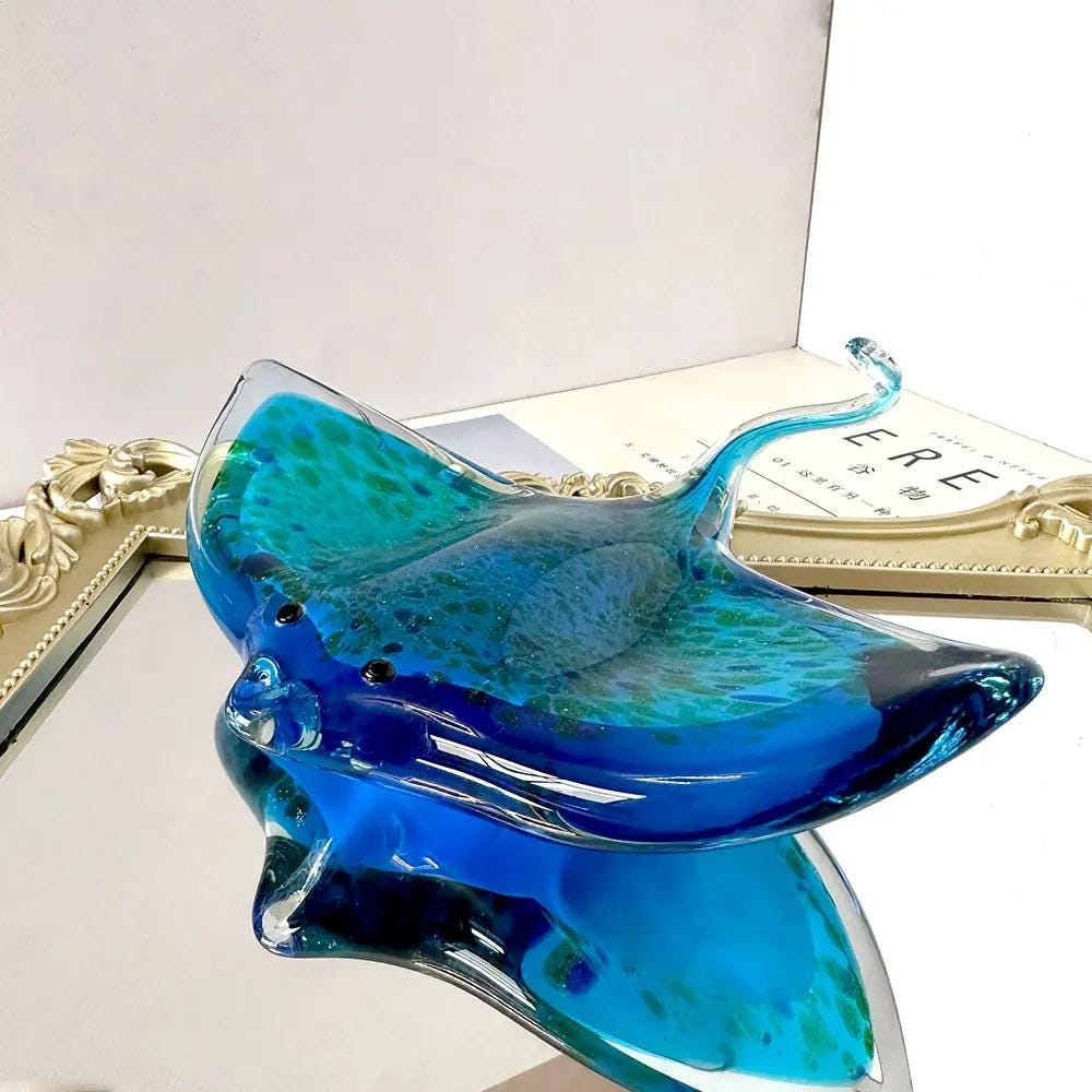 Handmade Glass Blown Stingray Figurine Exquisite Marine Animal ...