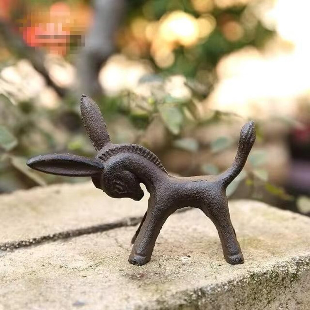 Retro Pastoral Cast Iron Crafts Small Donkey Ornaments Courtyard Home ...