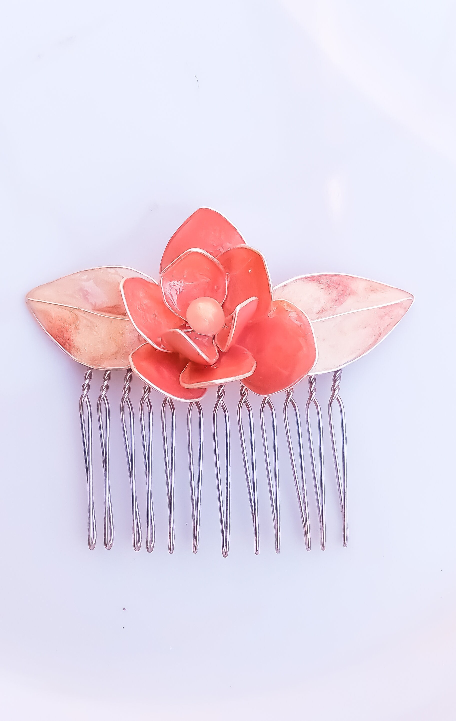 Soft Pink Floral Side Comb, Resin Flower Hair Comb - Etsy