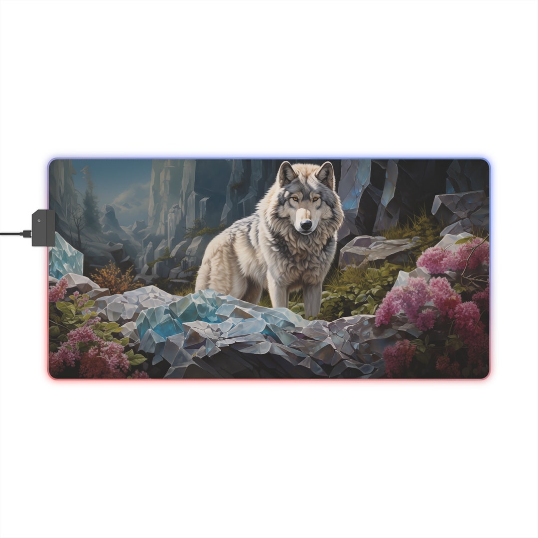 Crystal Mountain Wolf LED Gaming Mouse Pad - Etsy