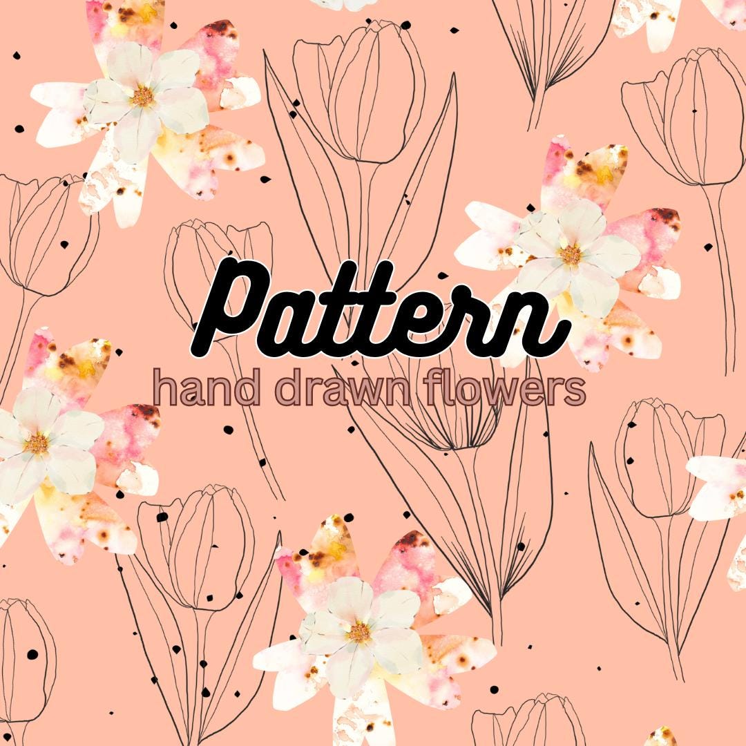 Digital Floral Tulip Pattern Printable Scrapbook Paper/art Print ...