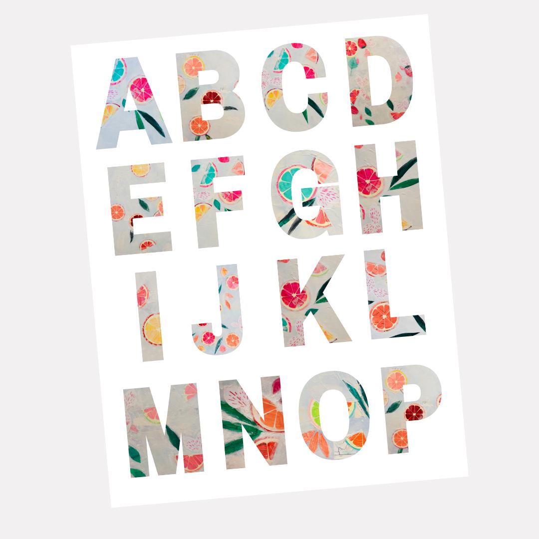 Digital Alphabet Printable Ephemera/art Print/collage Paper - Citrus ...