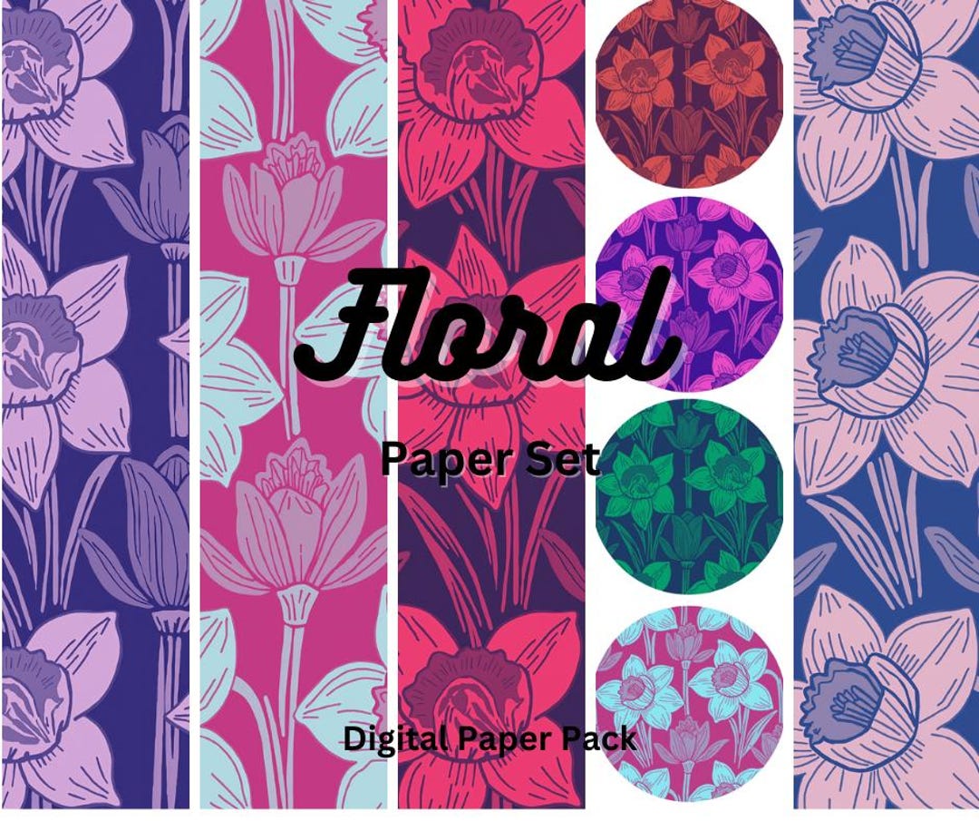 Daffodil Digital Paper - Floral Collage Art Prints (PNG Files) - Etsy