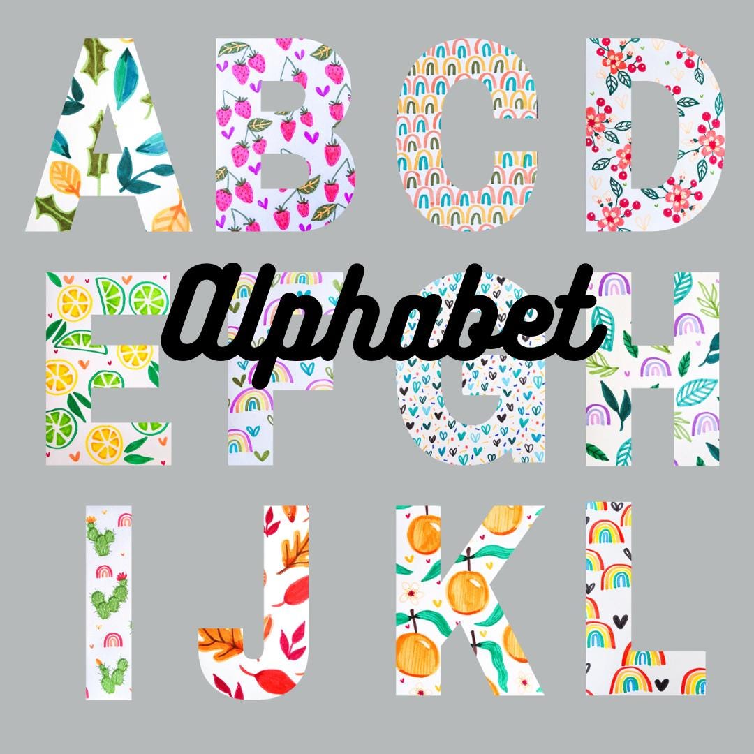 Digital Alphabet Printable Ephemera/art Print/collage Paper - Doodle ...