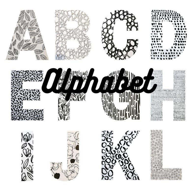 Digital B & W Alphabet Printable Ephemera/art Print/collage Paper ...