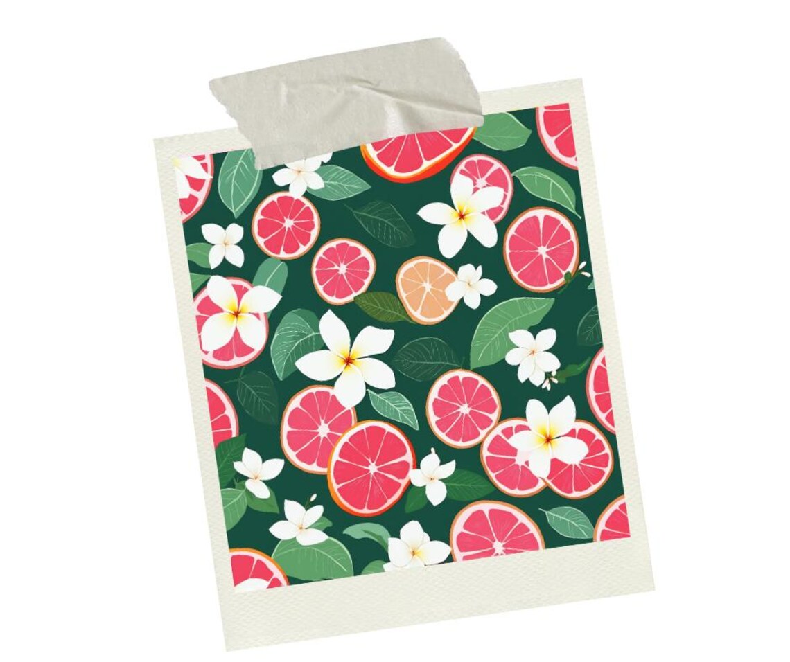 Grapefruit & Plumeria Floral Digital Paper – Printable Collage Art (PNG ...