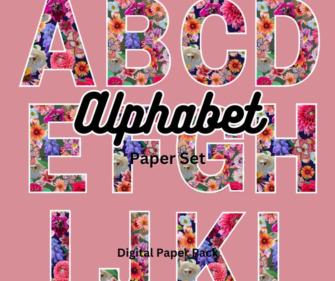 Floral Alphabet Digital Paper Pack, Artist Ephemera (download) - Etsy