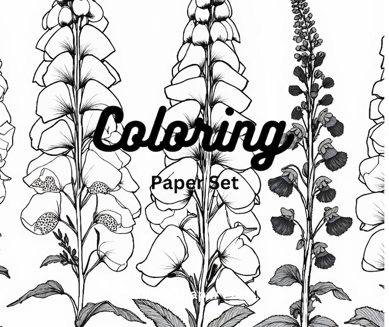Digital Foxglove Coloring Page Pattern Printable/art Print/collage ...