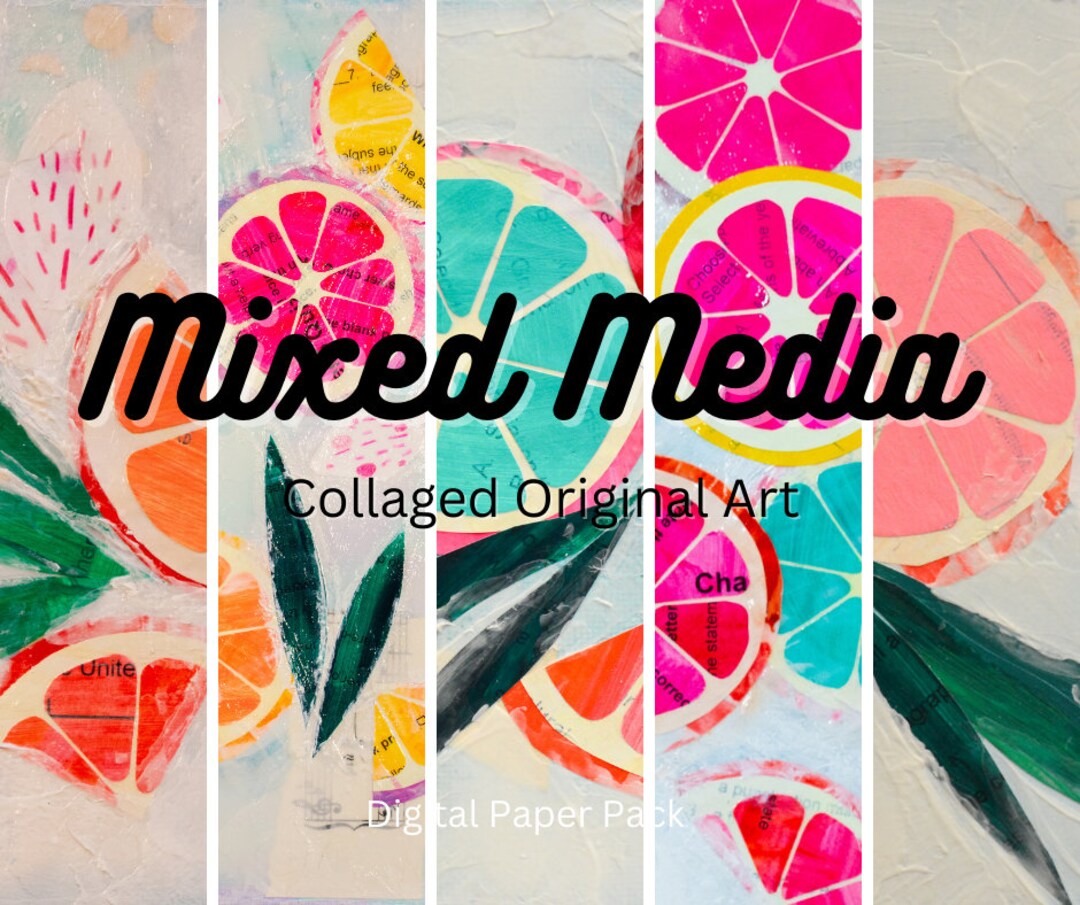 Digital Paper Pack --made With[original Art]/fruit Mixed Media Art ...