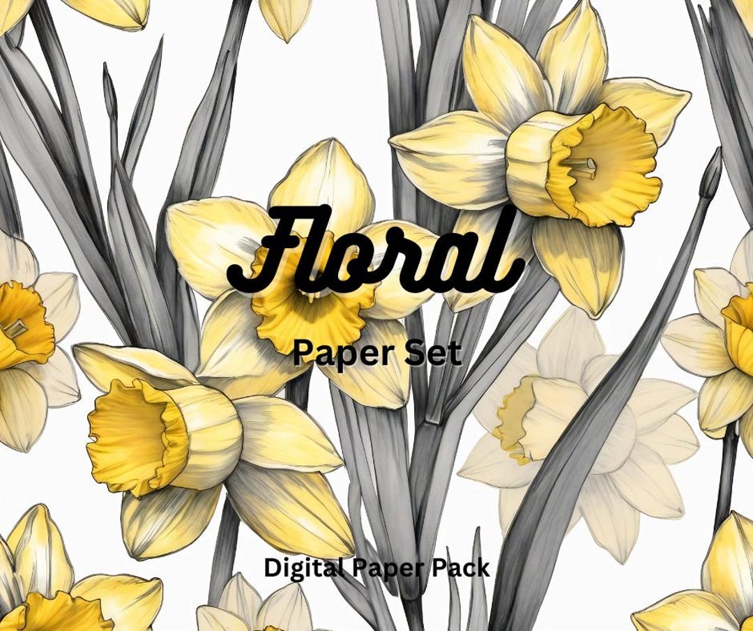 Digital Daffodil Pattern Printable/art Print/collage Paper - Floral ...