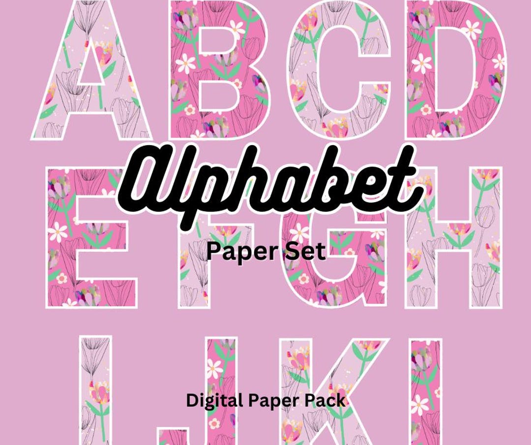 Floral Alphabet Digital Paper Pack: Artist Ephemera Bundle (PNG) - Etsy