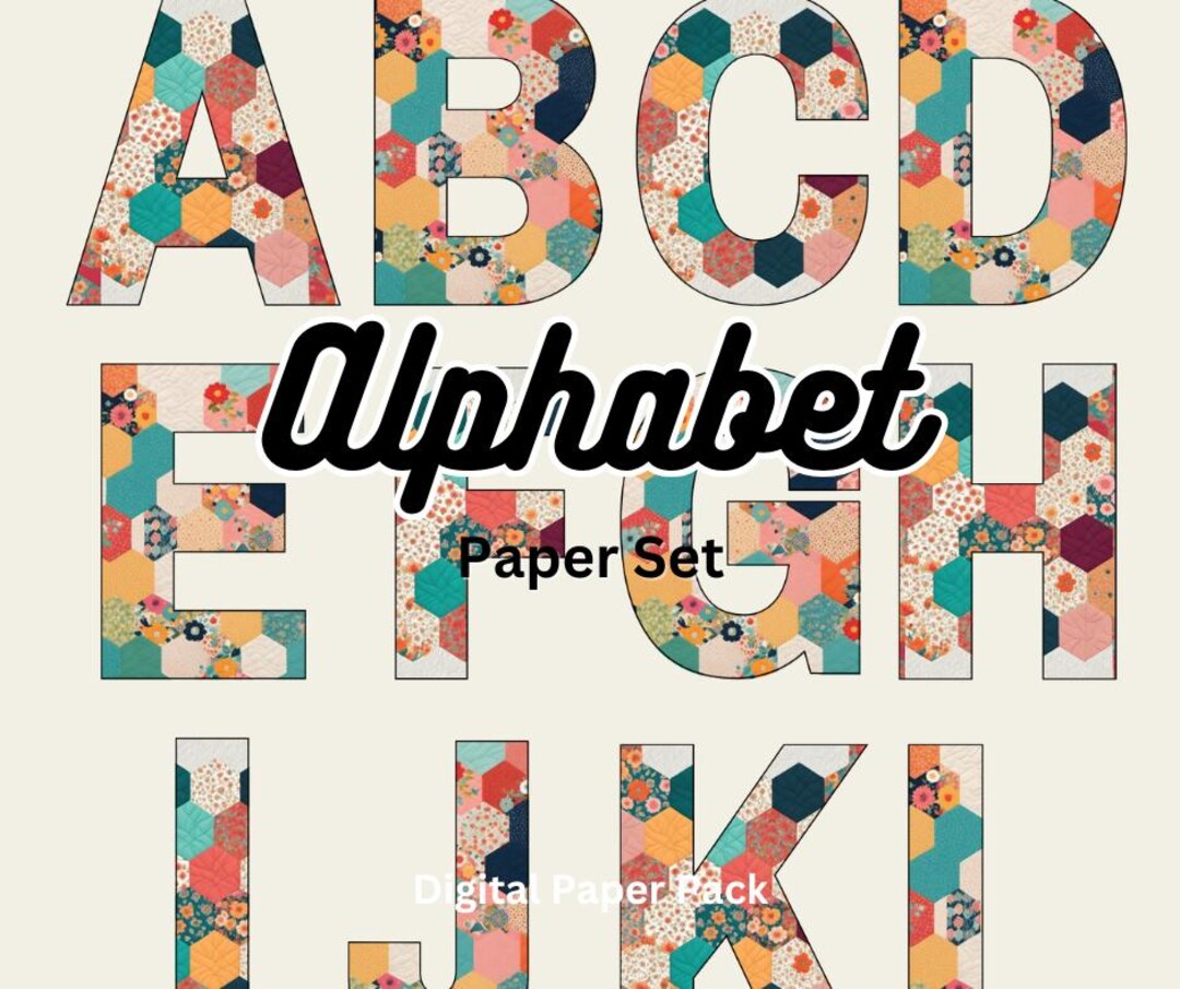 Digital Quilted Alphabet Printable Ephemera/art Print/collage Paper - Etsy