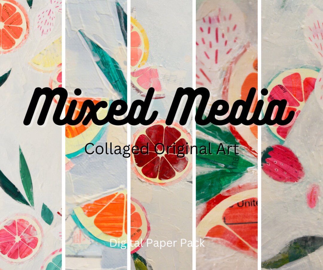 Digital Paper Pack --made With[original Art]/mixed Media Fruit Art ...